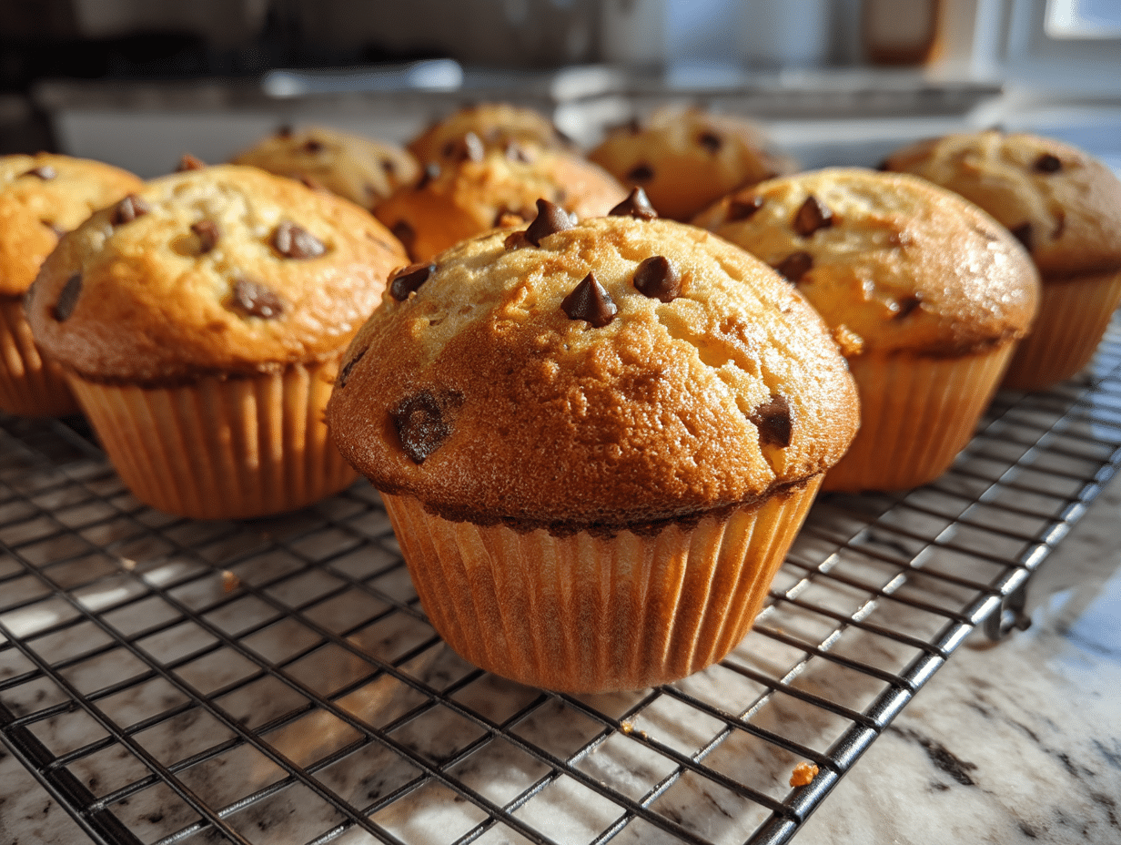 Bakery-Style Chocolate Chip Muffins Recipe (Tall & Fluffy)