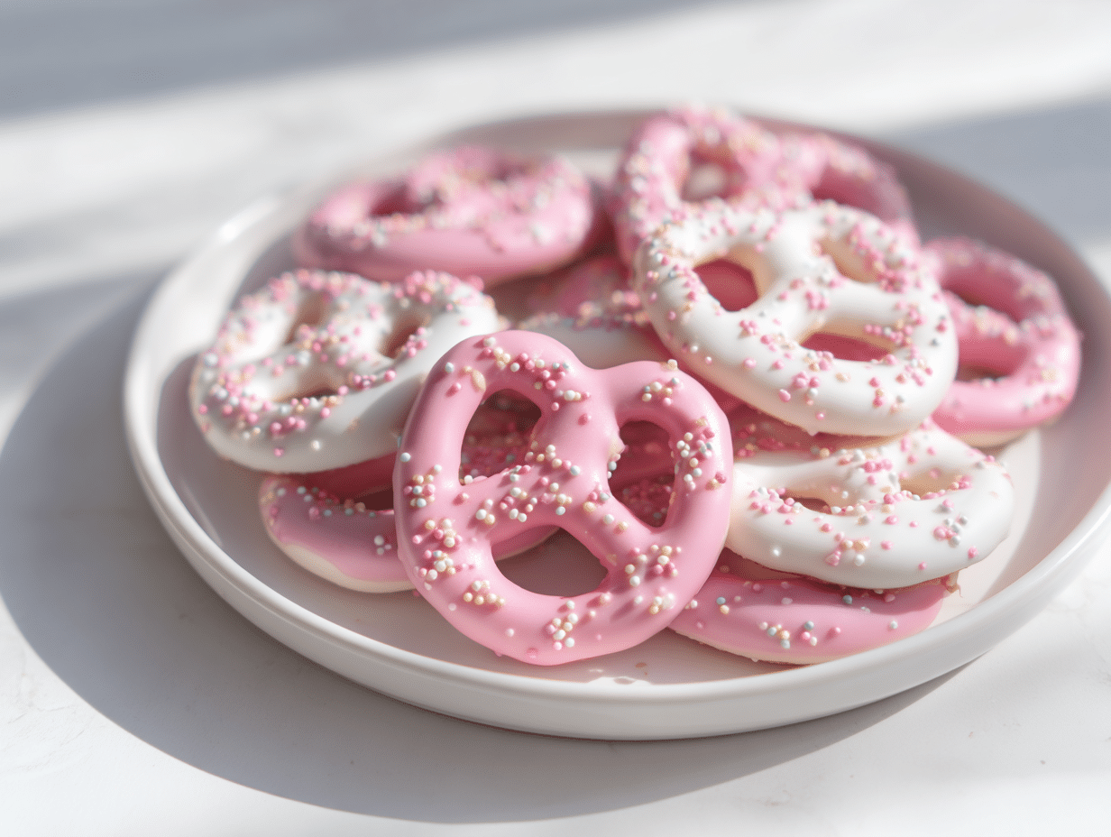 White and Pink Chocolate Covered Pretzels for Parties and Gifts (Easy ...