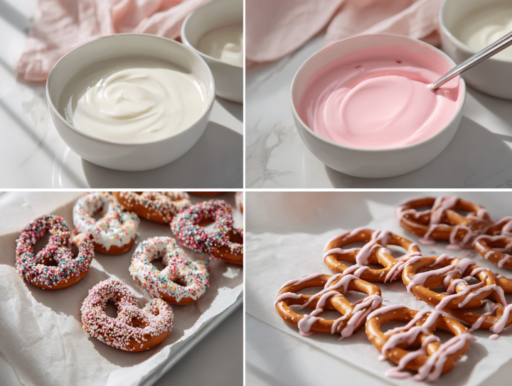 White and Pink Chocolate Covered Pretzels for Parties and Gifts (Easy ...